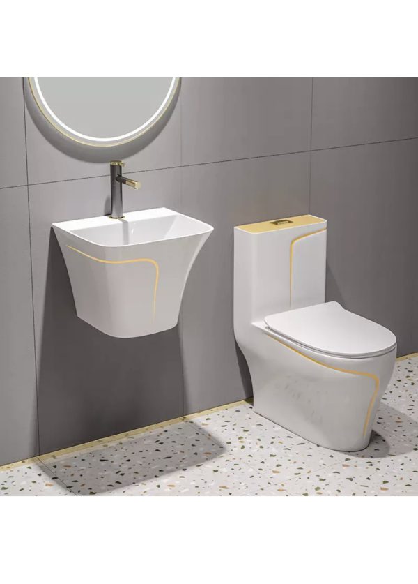 Gold and White Luxury WC with Matching Wall-Hung Basin – Bright Home Of ...